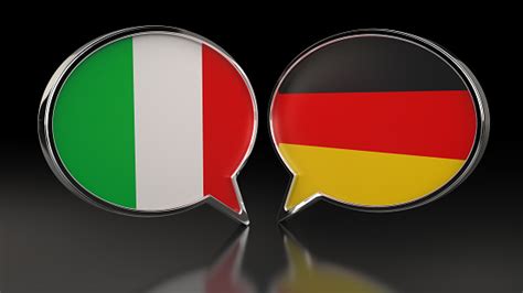 연설 거품으로 이탈리아와 독일 플래그입니다 3 차원 일러스트 레이 션 기에 대한 스톡 사진 및 기타 이미지 기 유럽 연합