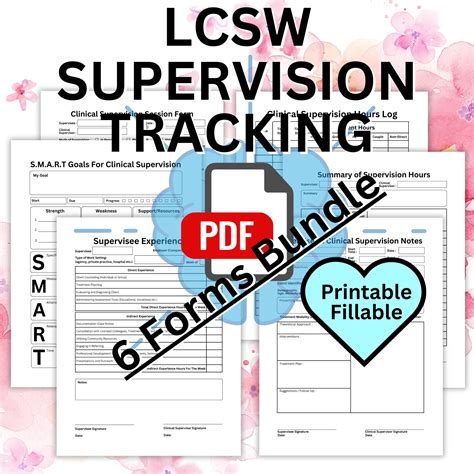 LCSW Hours Tracker Clinical Supervision Tracking Hour Log Notes PDF Template Sheet Form