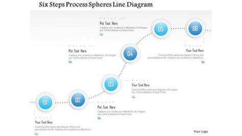 Business Diagram Six Steps Process Spheres Line Diagram Presentation Template