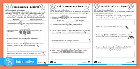 Year 2 Maths Multiplication Word Problems Worksheet Twinkl