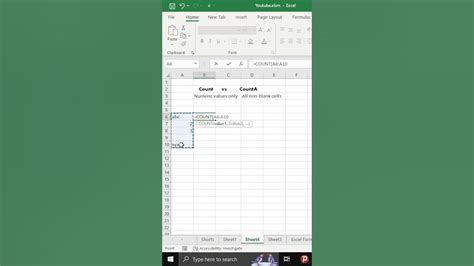 Excel Count Vs Counta Formula Youtube