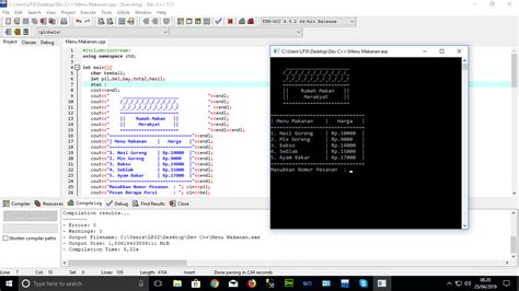 Menu Makanan Menggunakan IF Else Dengan Pemrograman Dev C Belajar Ngoding