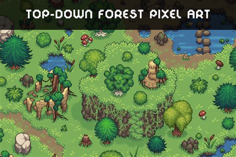 forest top down 2d game tileset craftpix net pixel ar
