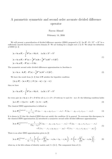 Pdf A Parametric Symmetric And Second Order Accurate Divided
