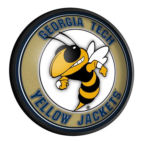 Georgia Tech Yellow Jackets Mascot Round Slimline Lighted Wall Sign