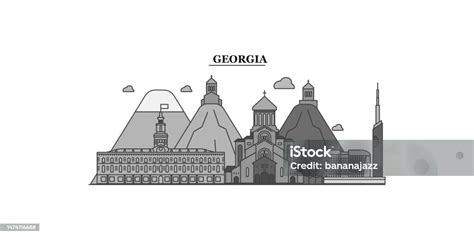 조지아 도시 스카이 라인 고립 된 벡터 일러스트 레이 션 아이콘 0명에 대한 스톡 벡터 아트 및 기타 이미지 0명 개념 검은색 Istock