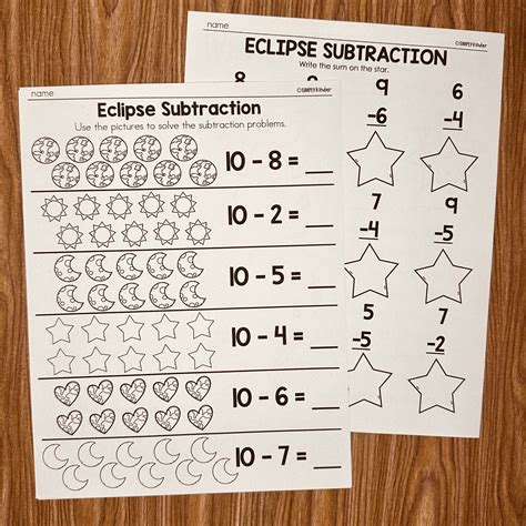 Eclipse Subtraction Printables Simply Kinder Printable Membership