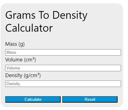 Grams To Density Calculator Calculator Academy