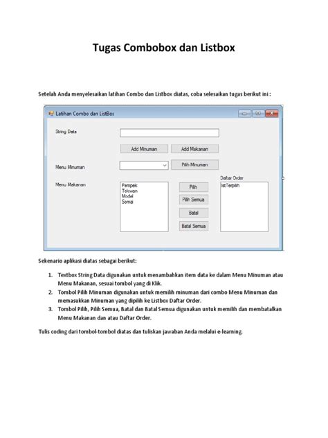Tugas Combobox Dan Listbox Pdf