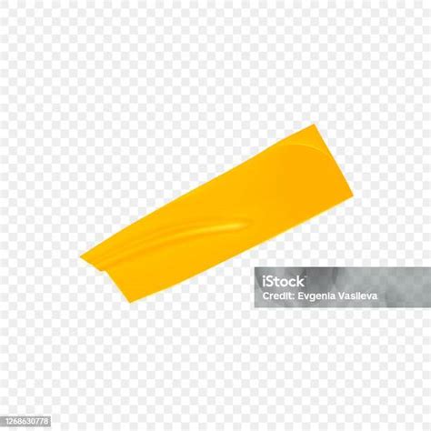 투명 한 배경에 격리 된 노란색 덕트 수리 테이프 고정을 위한 사실적인 노란색 접착 테이프 조각 접착제 종이 접착 사실적인 3d 벡터 일러스트레이션 개체 그룹에 대한 스톡