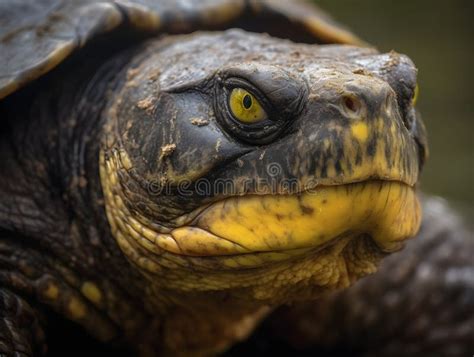A Cute Turtle Relaxing On Land In The Wildness Stock Illustration