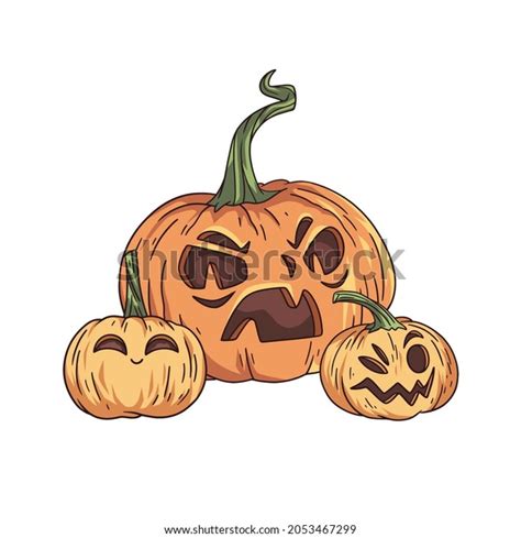 Scary Halloween Pumpkins Halloween Icons Vector Stock Vector Royalty