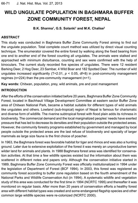 Pdf Wild Ungulate Population In Baghmara Buffer Zone Community Forest Nepal