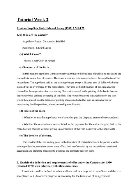 Tutorial Answer Week Hfwfhjwfbwjefbrvbwrlhruvhrvbrhjwvbwri Tutorial Week Preston Corp