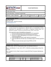 Syllabus Computing Fundamentals Pdf Course Specifications Course Code IT Course