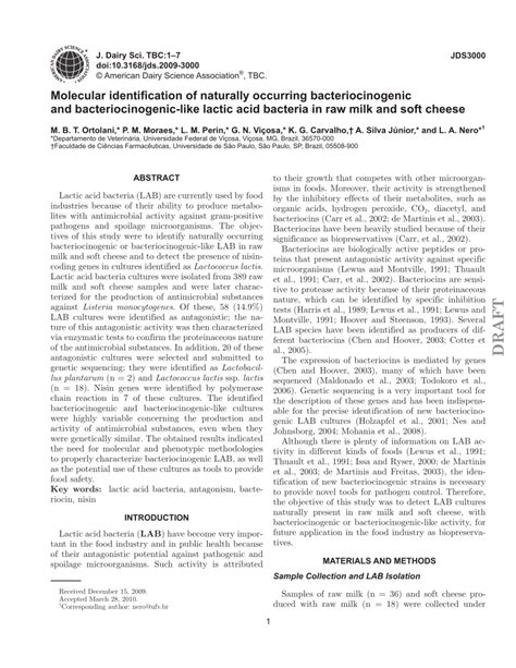 Pdf Molecular Identification Of Naturally Occurring Bacteriocinogenic