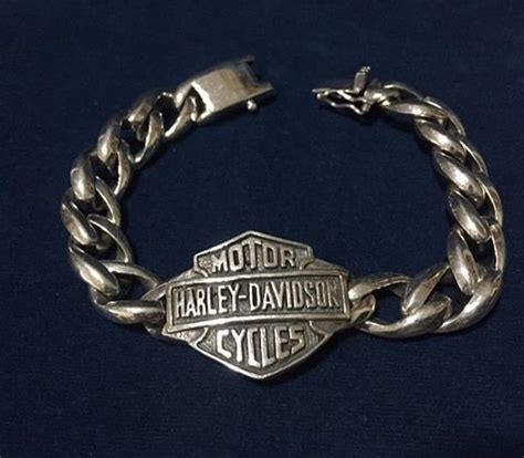 Heavy Harley Davidson Sterling Curb Link Biker Bracelet Stamped 925