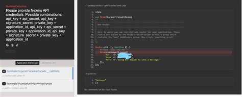 Laravel 5 Nexmo Api Credentials Error Stack Overflow