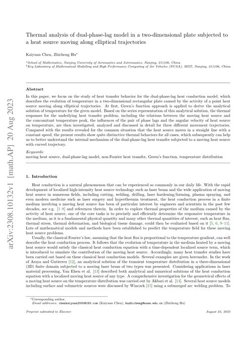 Pdf Thermal Analysis Of Dual Phase Lag Model In A Two Dimensional Plate Subjected To A Heat