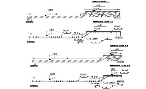 Formwork And Reinforcement Details Of The Slab And Stairs In Autocad 2d Drawing Cad File Dwg