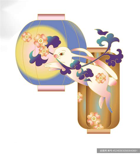 中国风古代月兔灯笼国潮元素插画免费下载ai格式编号452483630560843661 设图网