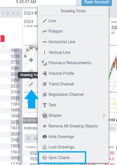 Synchronizing Drawing Tools Tradovate Charts