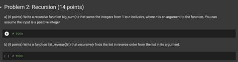 Solved Problem Recursion Points A Points Write Chegg