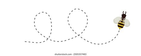 Bee Flying Doted Path Line Way Stock Vector Royalty Free 2505182099 Shutterstock