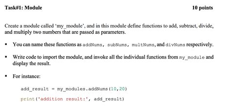 Solved Task1 Module 10 Points A Create A Module Called