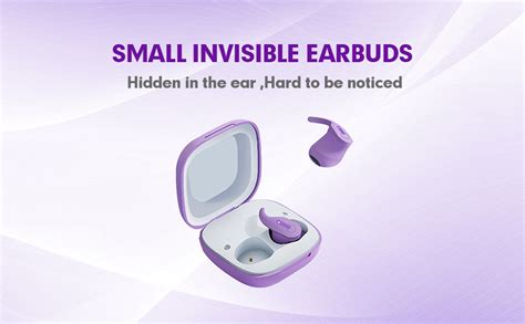 Purple Mini Small Earbuds With Ear Hooks Wireless Bluetooth Tiny Sport Earbuds For
