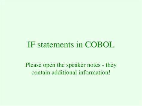 PPT IF Statements In COBOL PowerPoint Presentation Free Download ID