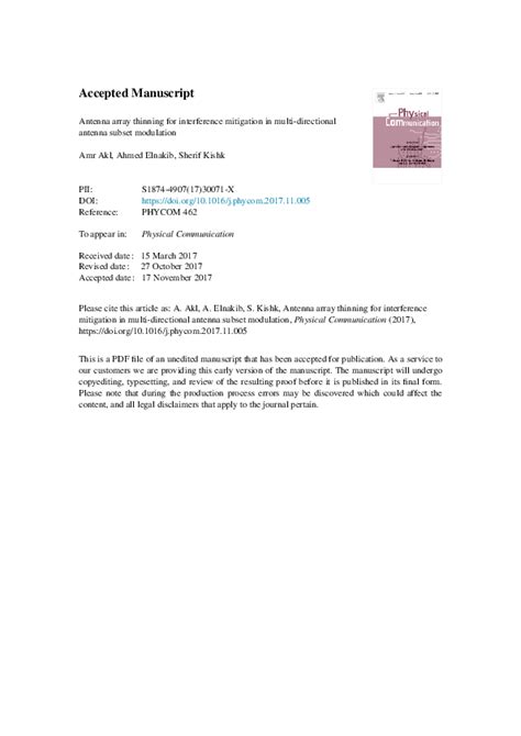 Pdf Antenna Array Thinning For Interference Mitigation In Multi