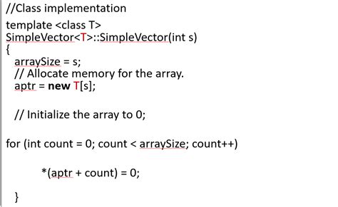 Solved Class Implementation Template T SimpleVector Chegg