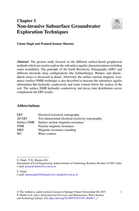 PDF Non Invasive Subsurface Groundwater Exploration Techniques