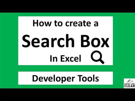 How To Create A Search Box In Excel Developer Tools YouTube