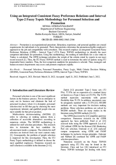 Pdf Using An Integrated Consistent Fuzzy Preference Relations And Interval Type 2 Fuzzy Topsis
