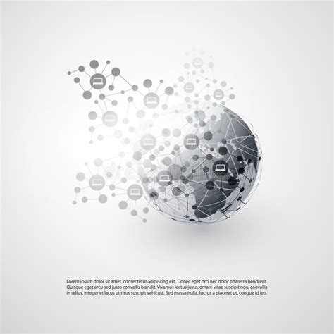 Black And White Modern Minimal Style Cloud Computing Networks Structure Telecommunications