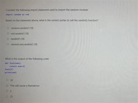 Solved Consider The Following Import Statement Used To