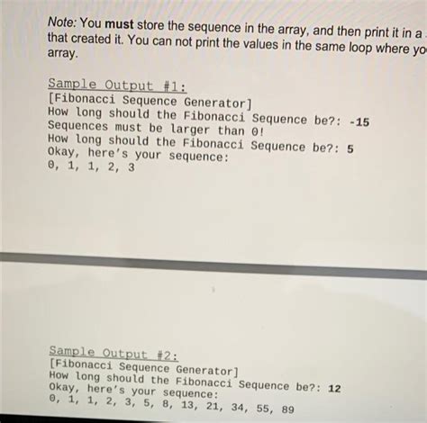 Solved Assignment A Fibonacci Sequence You May Have Chegg Com