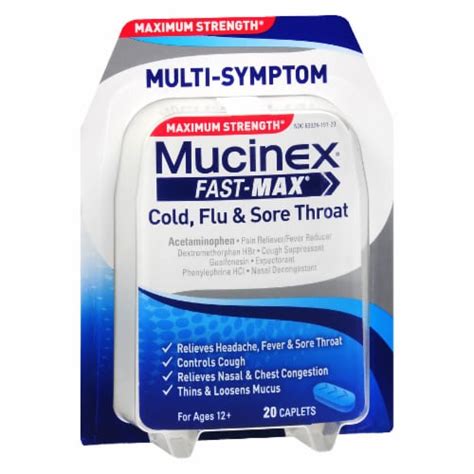 Mucinex® Fast Max Cold Flu And Sore Throat Maximum Strength Caplets 20