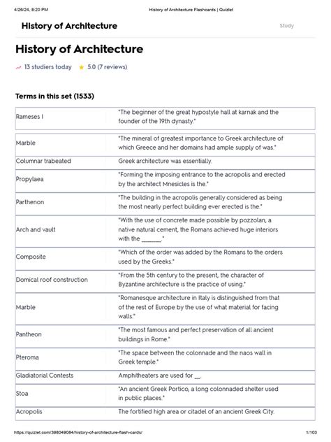 History Of Architecture Flashcards Quizlet Pdf Column Mosque