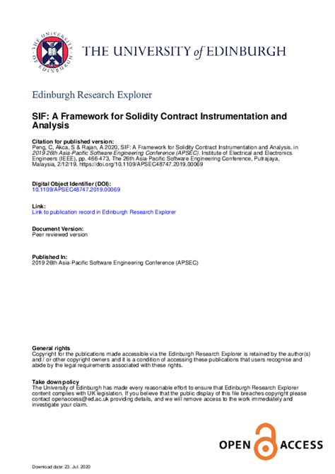 Pdf Sif A Framework For Solidity Contract Instrumentation And Analysis