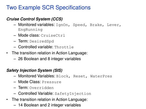 Ppt Analyzing Tabular Requirements Specifications Using Infinite State Model Checking