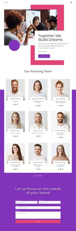 team page css templates