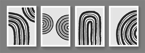 추상적 미니멀한 미니멀한 미드 센츄리 모던 포스터 컬렉션 벽 예술을위한 손으로 그린 구성 간단한 기하학적 작품 기하 도형에 대한 스톡 벡터 아트 및 기타 이미지 Istock