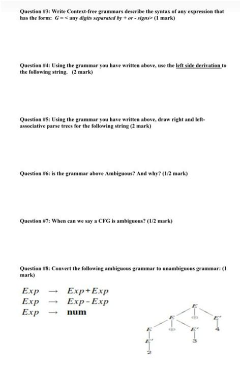 Solved Question Write Context Free Grammars Describe The Chegg