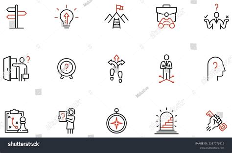 Vector Set Linear Icons Related Decision Making Stock Vector Royalty