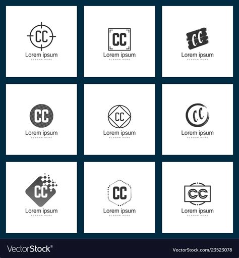 Set Of Letter Logo Initial Cc Template Design Vector Image