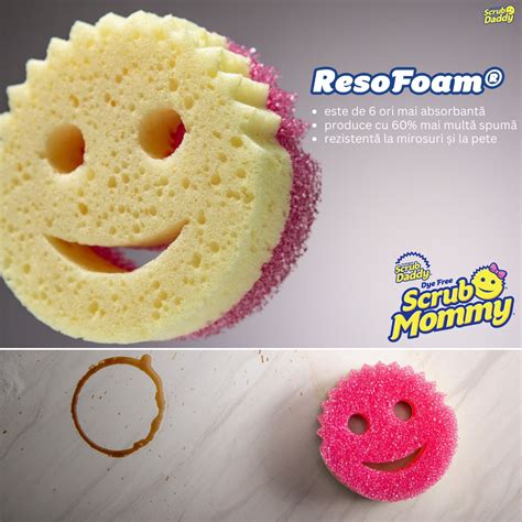 Burete Scrub Daddy Scrub Mommy Cu Suprafata Dubla De Curatat Fara Zgarieturi 4 Bucati 10 X