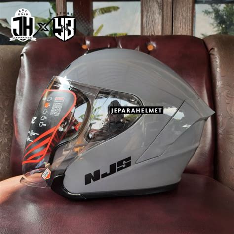 Jual Helm Njs Kairoz Half Face Solid Polos Stone Grey Glossy Original Njs Kairoz Half Face